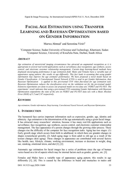 Facial Age Estimation Using Transfer Learning And Bayesian Optimization