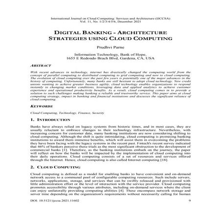 DIGITAL BANKING - ARCHITECTURE STRATEGIES USING CLOUD COMPUTING | PDF
