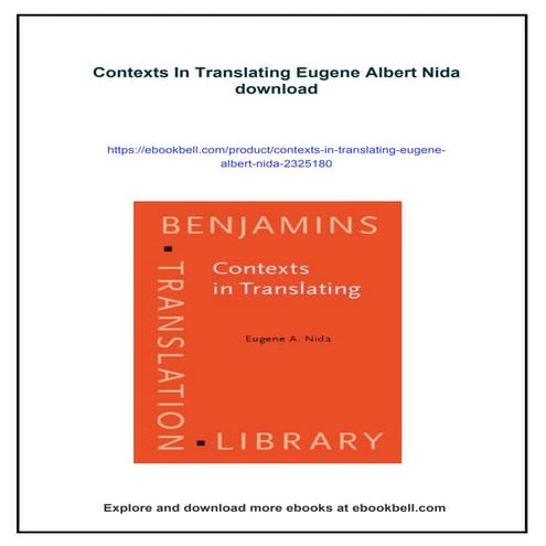 Contexts In Translating Eugene Albert Nida | PDF