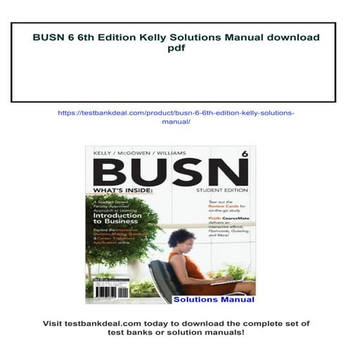 BUSN 6 6th Edition Kelly Solutions Manual | PDF
