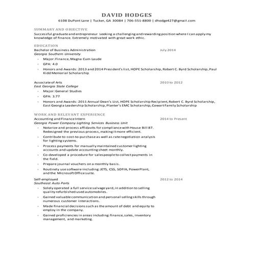 David Hodges Current Resume. | PDF