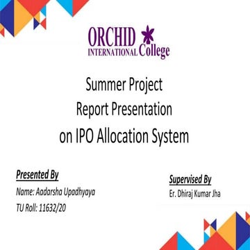 A Summer Project Report Presentation Adarsh | PPTX