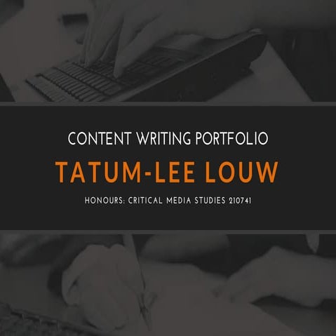 Tatum Lee Louw_Postgrad Honours Application_Profile-Smalls | PDF