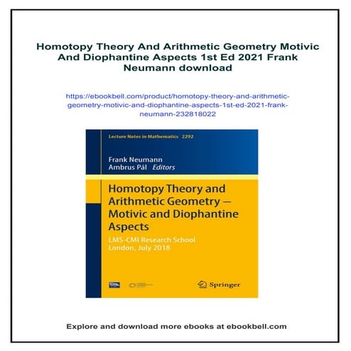 Homotopy Theory And Arithmetic Geometry Motivic And Diophantine Aspects ...