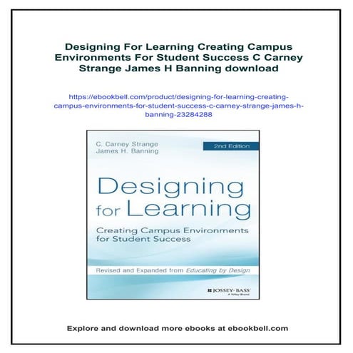 Designing For Learning Creating Campus Environments For Student Success C Carney Strange James H ...