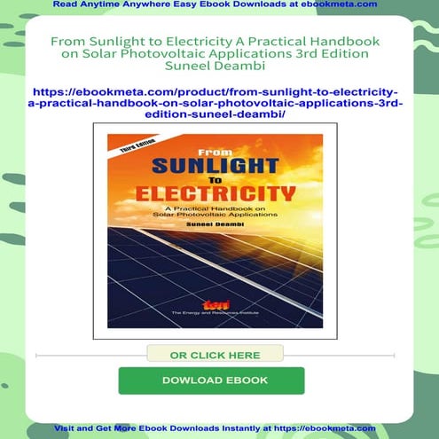 From Sunlight to Electricity A Practical Handbook on Solar Photovoltaic ...