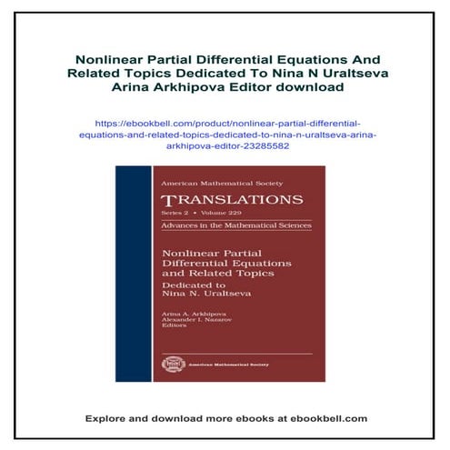Nonlinear Partial Differential Equations And Related Topics Dedicated ...