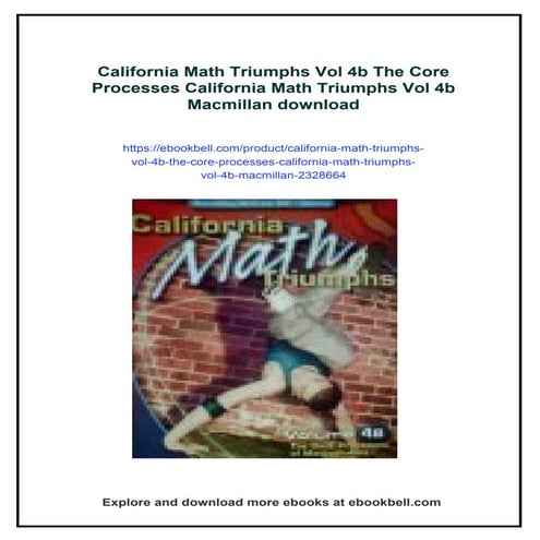 California Math Triumphs Vol 4b The Core Processes California Math ...