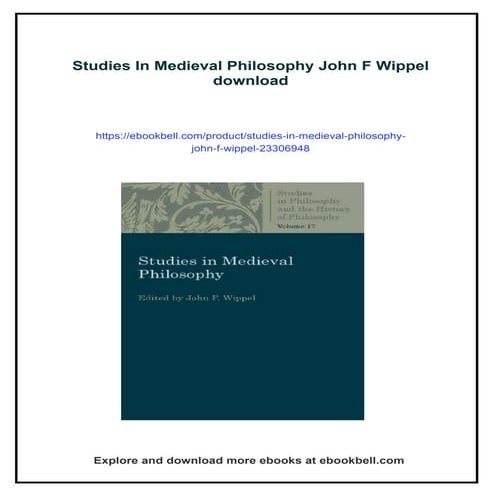 Studies In Medieval Philosophy John F Wippel | PDF