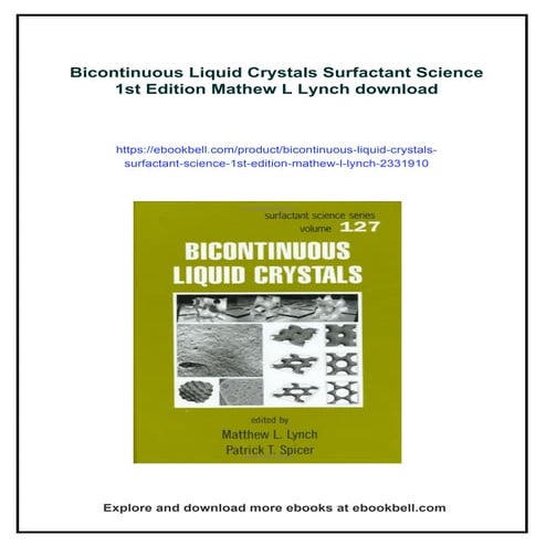 Bicontinuous Liquid Crystals Surfactant Science 1st Edition Mathew L ...