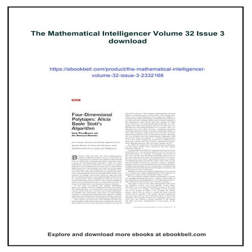The Mathematical Intelligencer Volume 32 Issue 3 | PDF