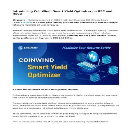 Introducing CoinWind: Smart Yield Optimizer on BSC and HECO | PDF