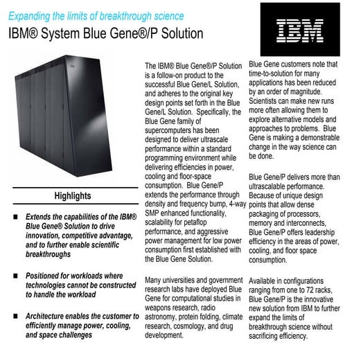 IBM System Blue Gene/P Data Sheet | PDF