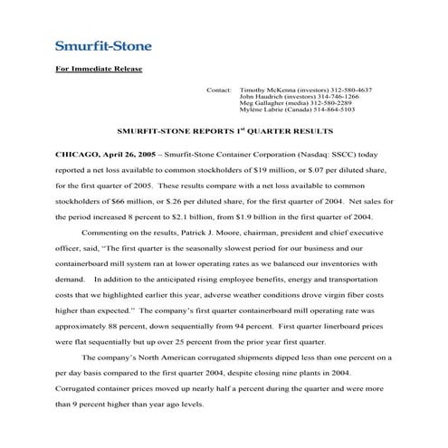 smurfit stone container 1Q05 | PDF