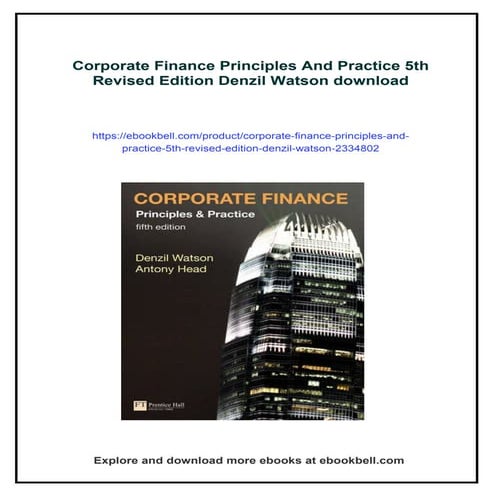 Corporate Finance Principles And Practice 5th Revised Edition Denzil ...