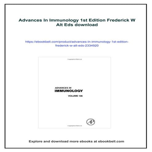 Advances In Immunology 1st Edition Frederick W Alt Eds | PDF