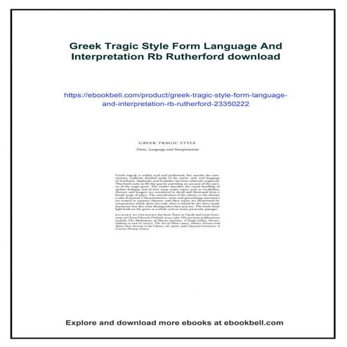 Greek Tragic Style Form Language And Interpretation Rb Rutherford | PDF
