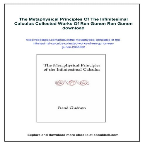 The Metaphysical Principles Of The Infinitesimal Calculus Collected ...