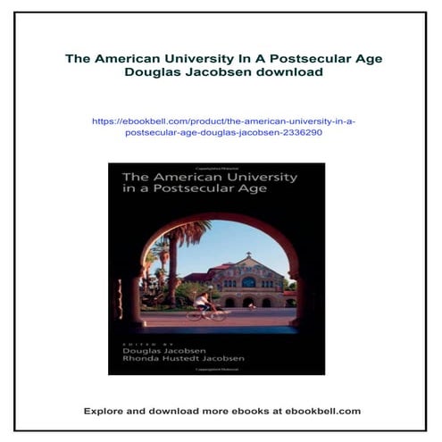 The American University In A Postsecular Age Douglas Jacobsen | PDF
