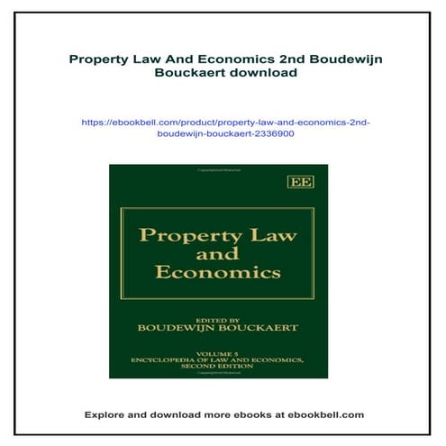 Property Law And Economics 2nd Boudewijn Bouckaert | PDF