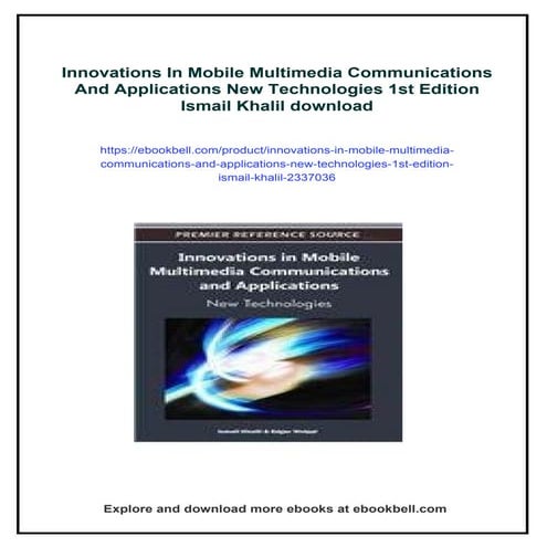 Innovations In Mobile Multimedia Communications And Applications New Technologies 1st Edition ...