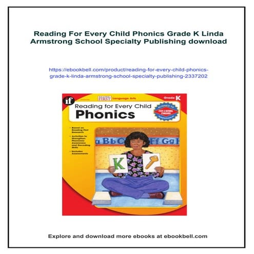 Reading For Every Child Phonics Grade K Linda Armstrong School Specialty Publishing | PDF