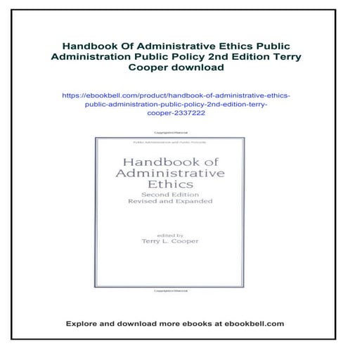 Handbook Of Administrative Ethics Public Administration Public Policy ...