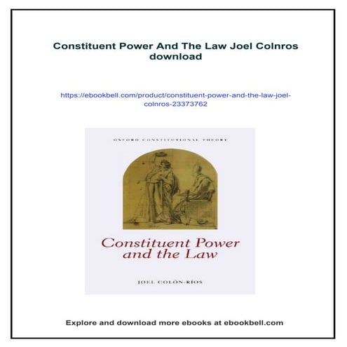 Constituent Power And The Law Joel Colnros | PDF