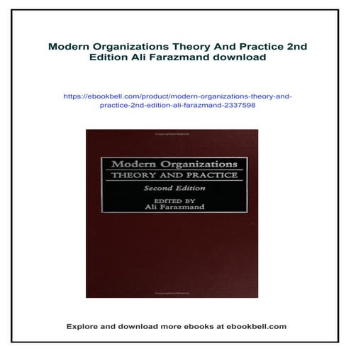 Modern Organizations Theory And Practice 2nd Edition Ali Farazmand | PDF