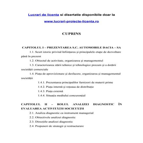 116 analiza diagnostic a unei firme pe o anumita perioada www.lucrari-proiecte-licenta.ro