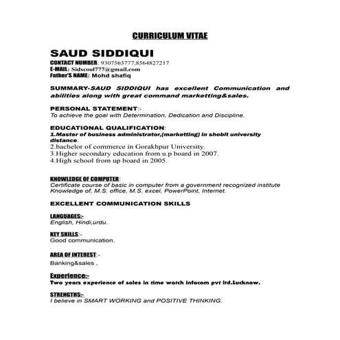 saud cv | RTF | Business Administration | Business