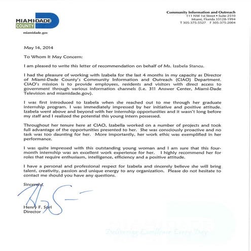 Letter of Rec. From CIAO | PDF