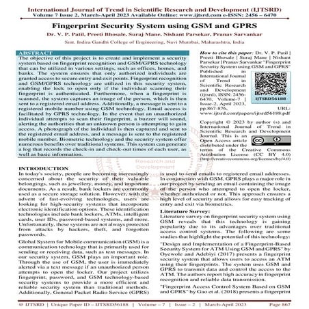 Fingerprint Security System using GSM and GPRS | PDF | Email | Internet