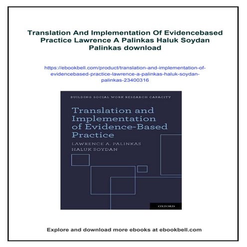 Translation And Implementation Of Evidencebased Practice Lawrence A ...