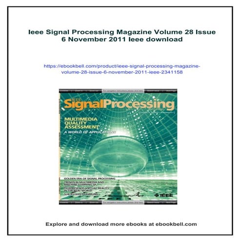 Ieee Signal Processing Magazine Volume 28 Issue 6 November 2011 Ieee | PDF