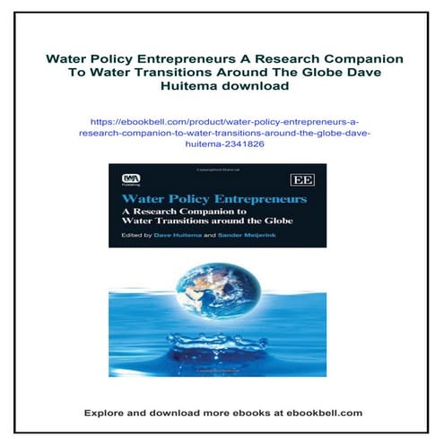 Water Policy Entrepreneurs A Research Companion To Water Transitions ...