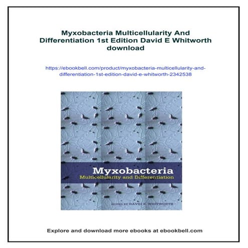 Myxobacteria Multicellularity And Differentiation 1st Edition David E ...