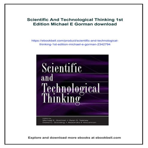Scientific And Technological Thinking 1st Edition Michael E Gorman | PDF