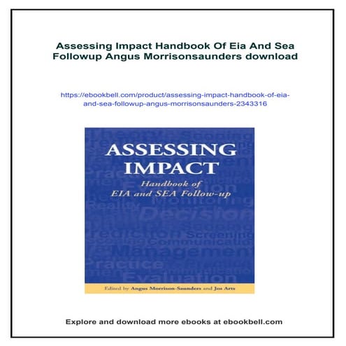 Assessing Impact Handbook Of Eia And Sea Followup Angus ...