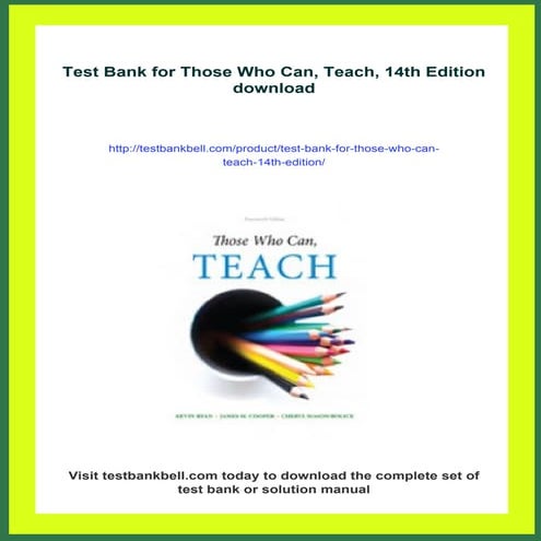 Test Bank for Those Who Can, Teach, 14th Edition | PDF