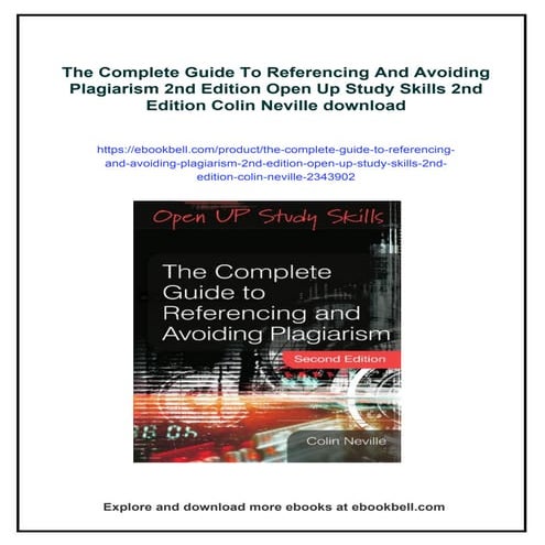 The Complete Guide To Referencing And Avoiding Plagiarism 2nd Edition Open Up Study Skills 2nd ...