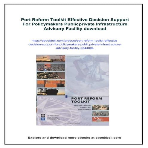 Port Reform Toolkit Effective Decision Support For Policymakers ...