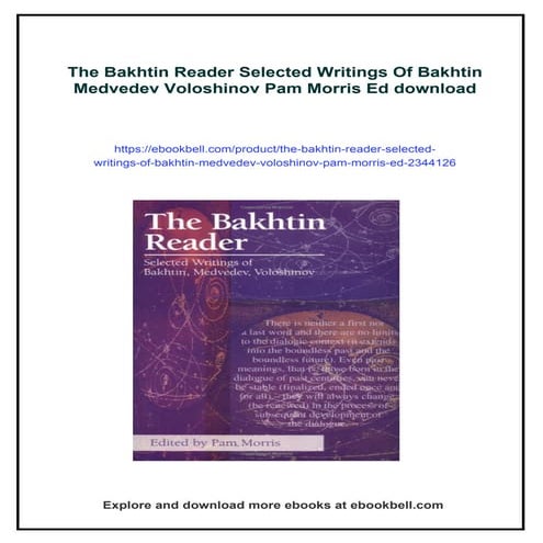 The Bakhtin Reader Selected Writings Of Bakhtin Medvedev Voloshinov Pam ...