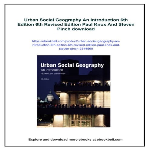 Urban Social Geography An Introduction 6th Edition 6th Revised Edition Paul Knox And Steven ...