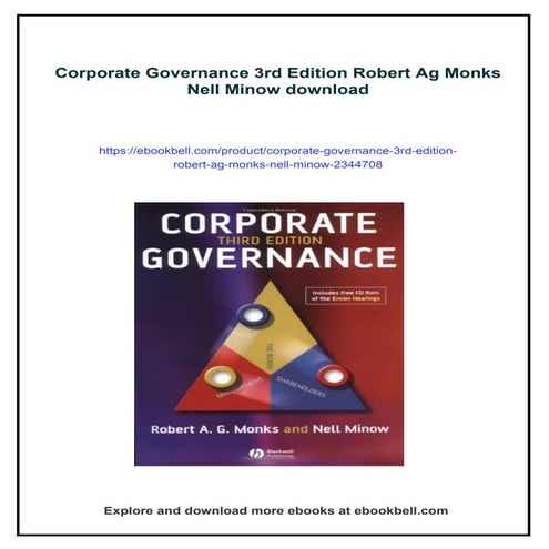 Corporate Governance 3rd Edition Robert Ag Monks Nell Minow | PDF