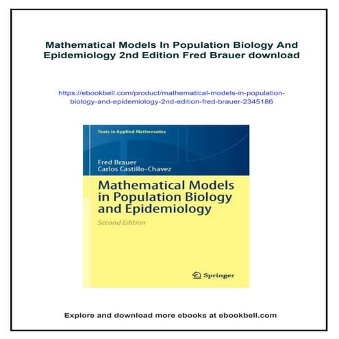 Mathematical Models In Population Biology And Epidemiology 2nd Edition Fred Brauer | PDF