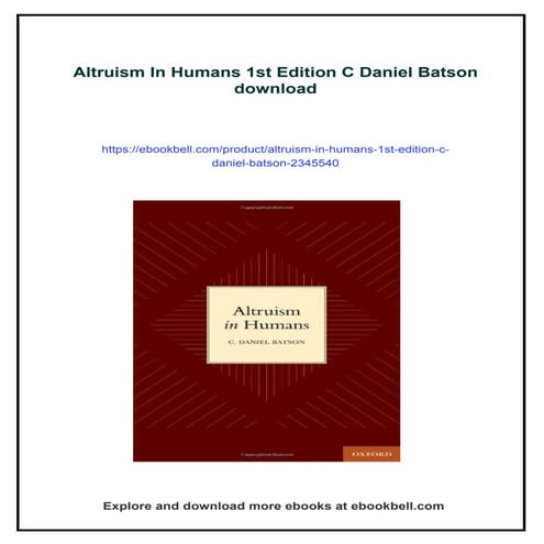 Altruism In Humans 1st Edition C Daniel Batson | PDF