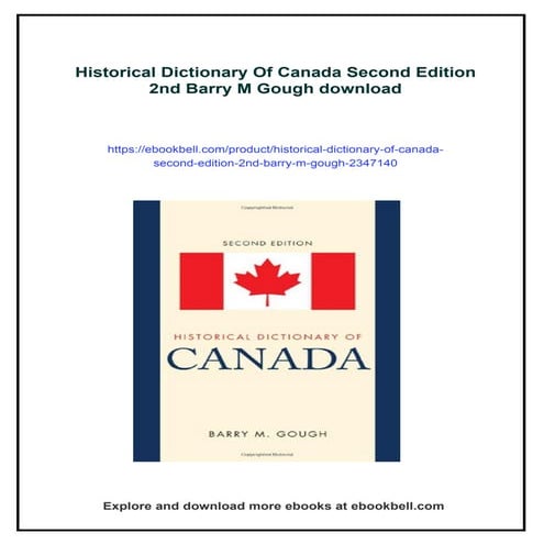 Historical Dictionary Of Canada Second Edition 2nd Barry M Gough | PDF