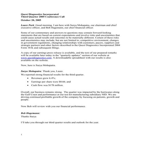 quest diagnostics 10_20_05 | PDF