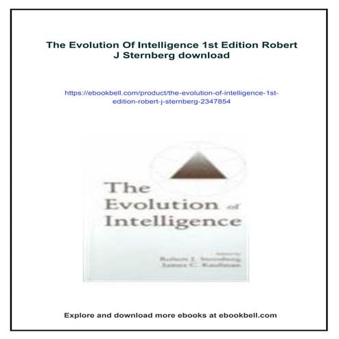 The Evolution Of Intelligence 1st Edition Robert J Sternberg | PDF